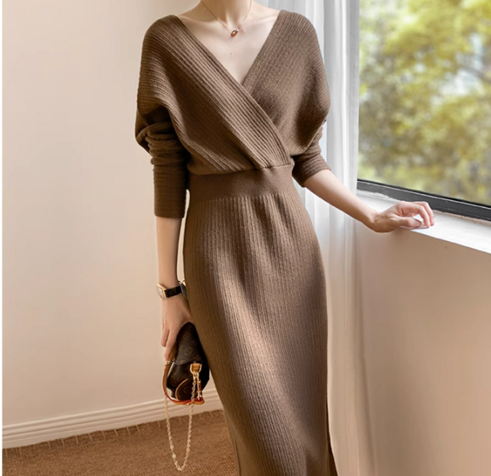 ウエスト痩身 クロスネックドレスワンピース（イエベ春・イエベ秋）（ワンピース）｜イエベ服専門通販iebel（iebel（イエベル））
