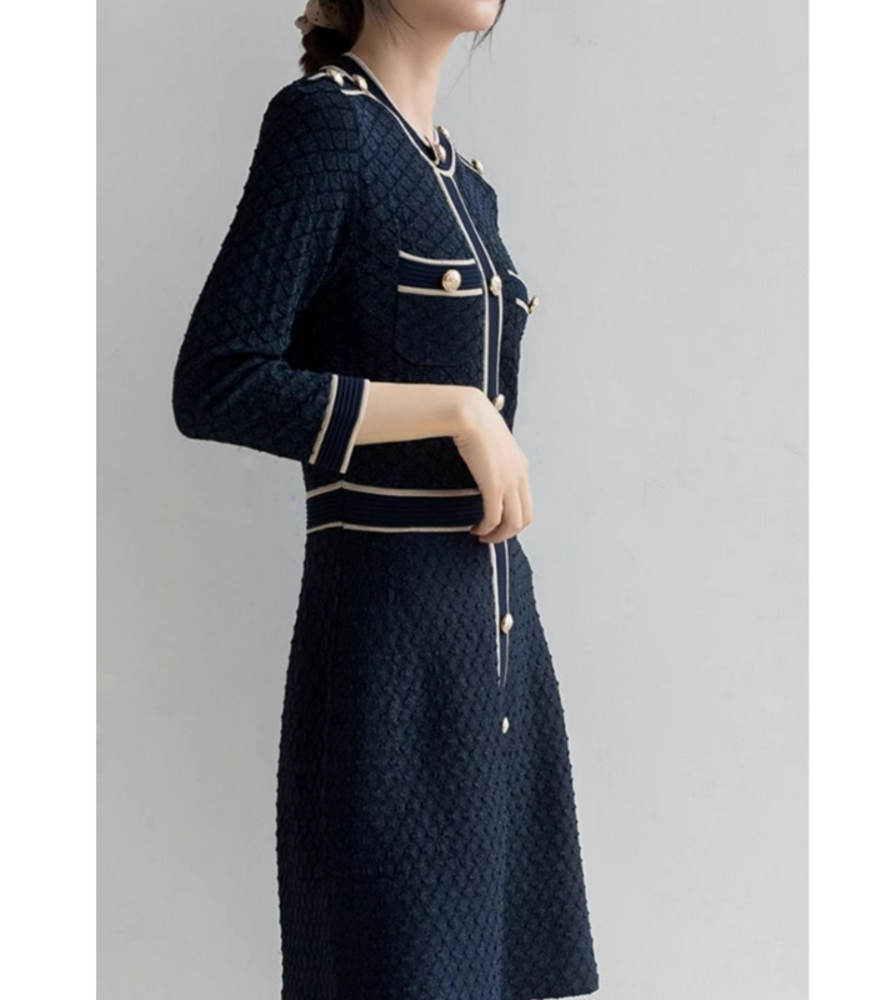 ブルベ服 ラウンドネック Aラインワンピース（ブルベ冬向け） ロング丈ワンピースブルベファッション専門通販 Blubel