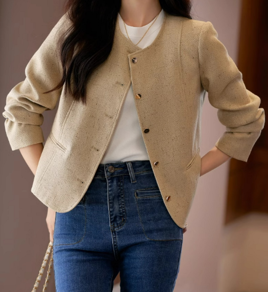ノーカラー ツイードジャケット（ブルベ夏・ブルベ冬）（ジャケット）｜ブルベ服専門通販BLUBEL（BULBEL（ブルベル））