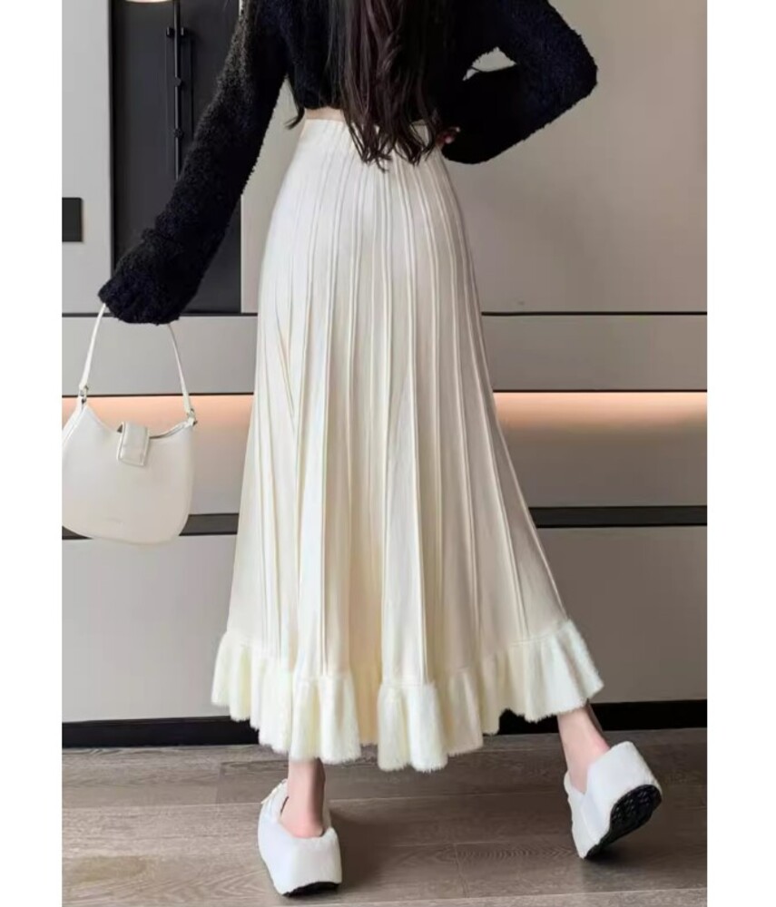 イエベ服 ハイウエスト バイカラーニットスカート(イエベ春向け・イエベ秋向け) スカート イエベファッション専門通販 Iebel