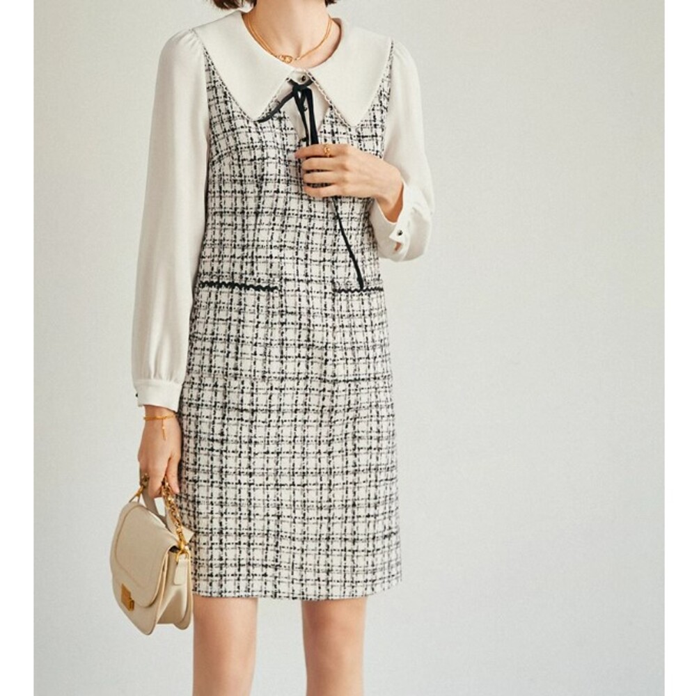 ツイード襟付きワンピース（イエベ春・イエベ秋）（ワンピース）｜イエベ服専門通販IEBEL（IEBEL（イエベル））