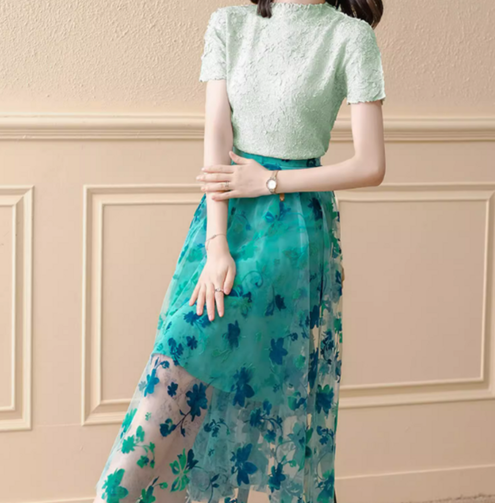ブルベ服 カジュアルトップス スカートツーピース(ブルベ夏向け) スカートセットアップ ブルベファッション専門通販 Blubel