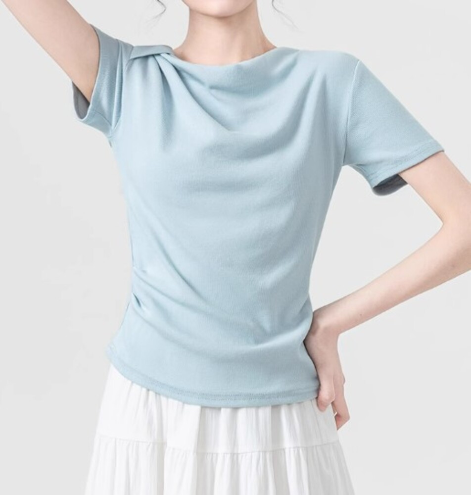 ブルベ夏/ブルベ冬服 ネックドレープTシャツ Tシャツ|ブルベファッション専門通販 BLUBEL